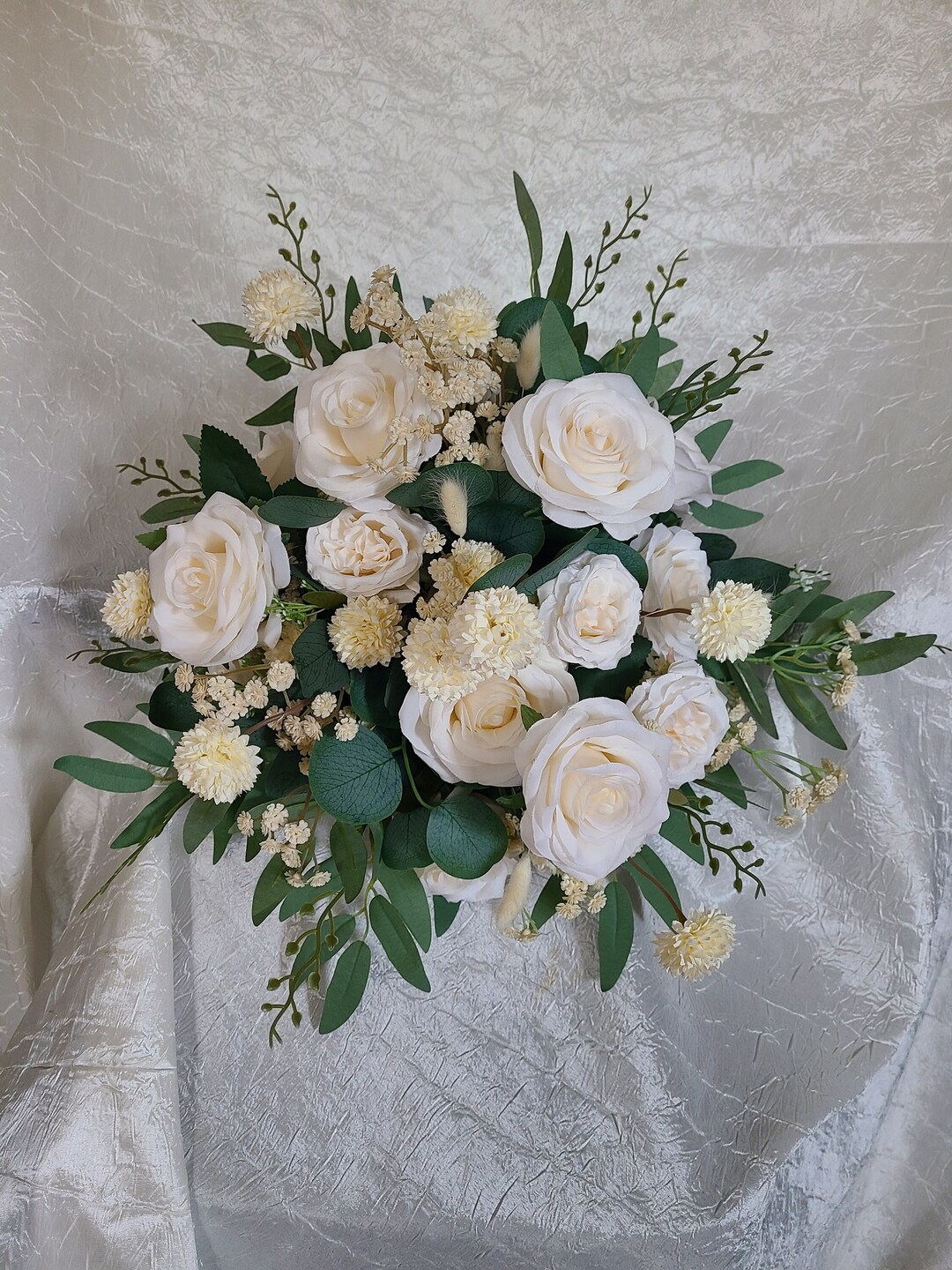 Ivory Rose, Peony Bridal Bouquet, Chrysanthemum Baby's Breath ...