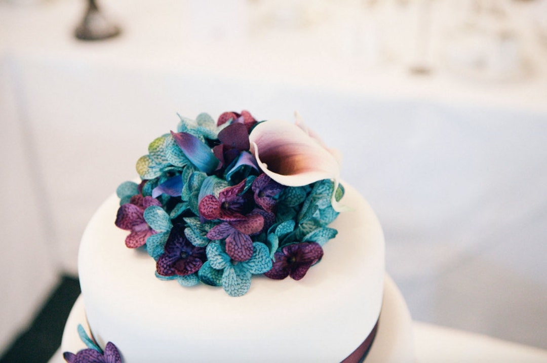 Calla Lily Hydrangea Cake Topper, Picasso Calla, Teal Hydrangea ...