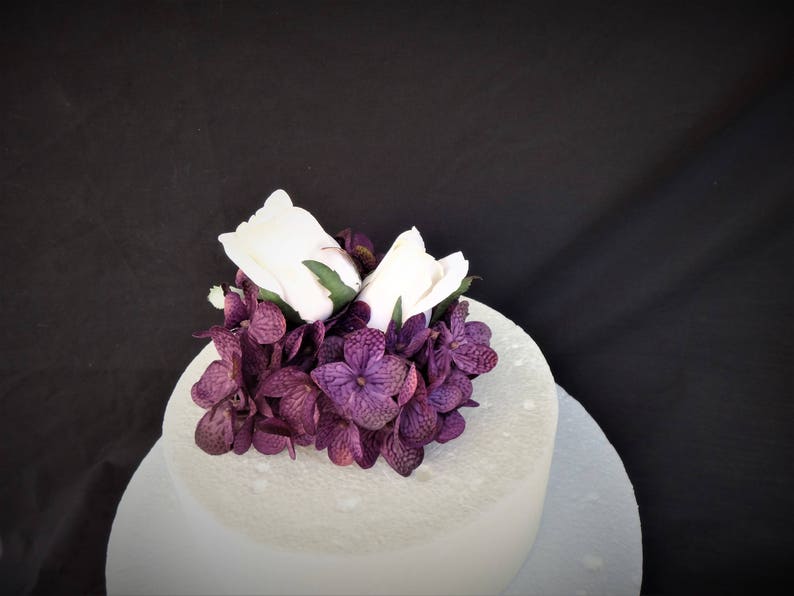 Cake Topper Plum Ivory Hydrangea Rose Cake Topper Wedding - Etsy