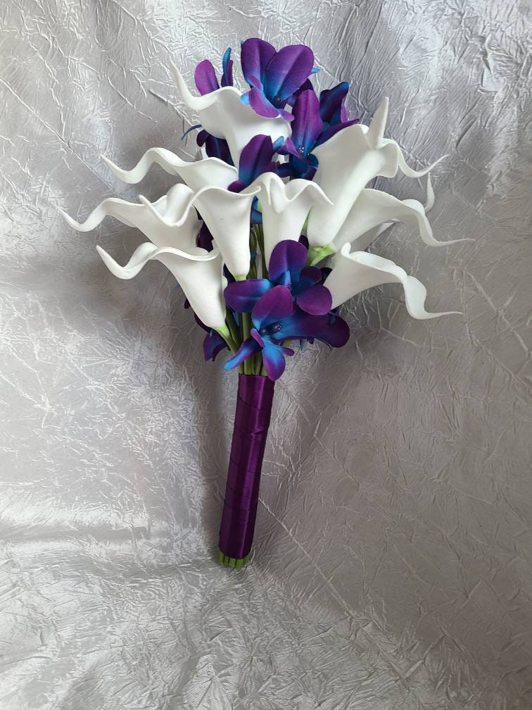 Purple Calla Lily And Orchid Bouquet