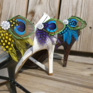 Peacock Feather Shoe Clips, Customizable - Etsy