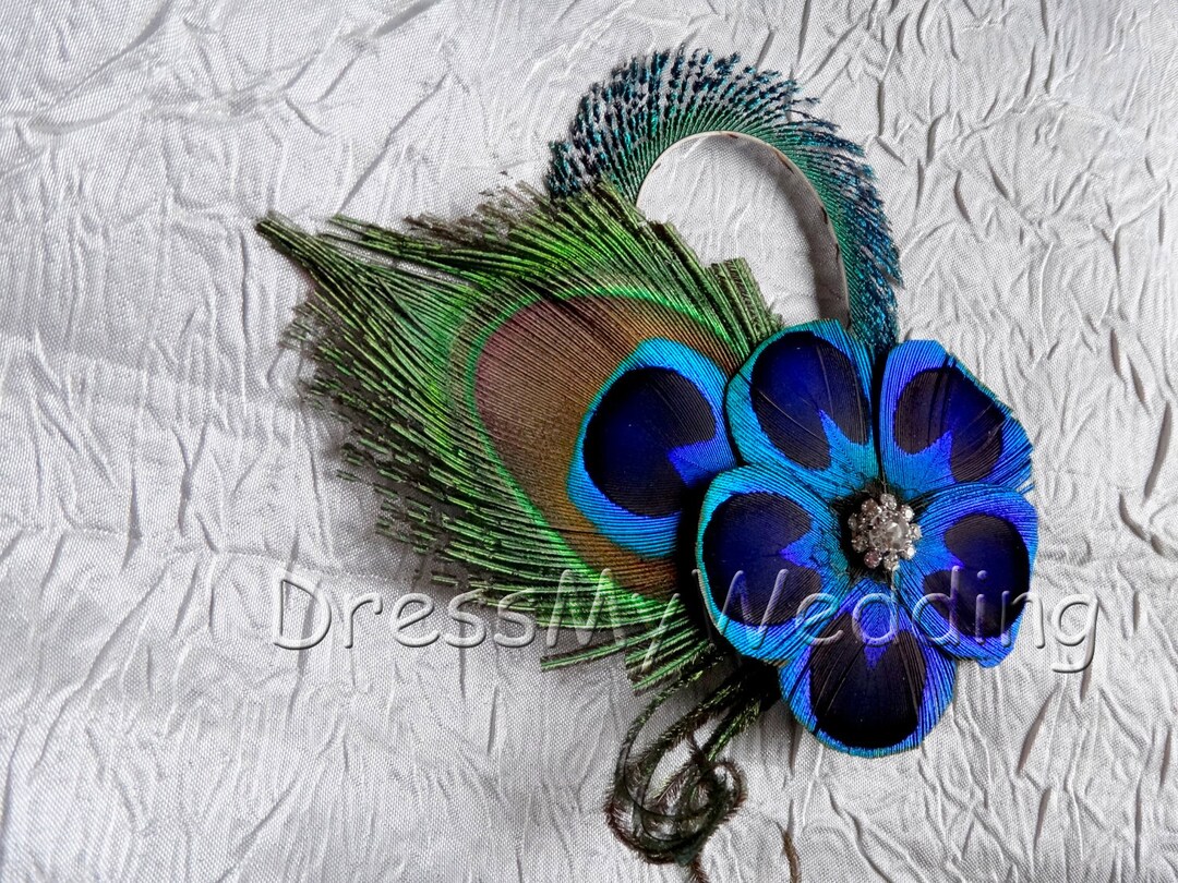 Peacock Feather Hair Clip "elizabeth", Bridal Hair Piece - Etsy