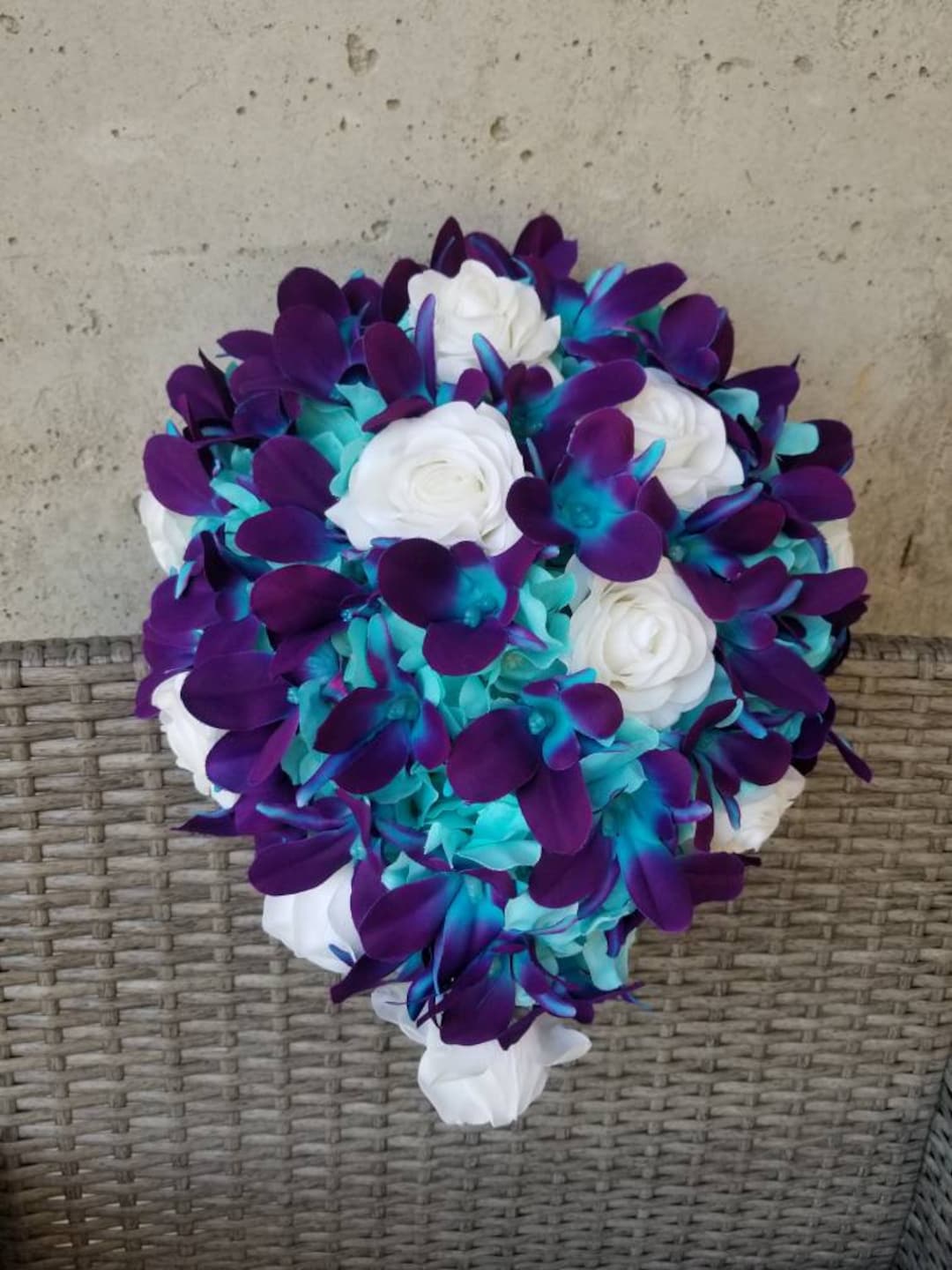 Galaxy Orchid Bridal Bouquet, Turquoise Blue Island Orchid Bouquet ...