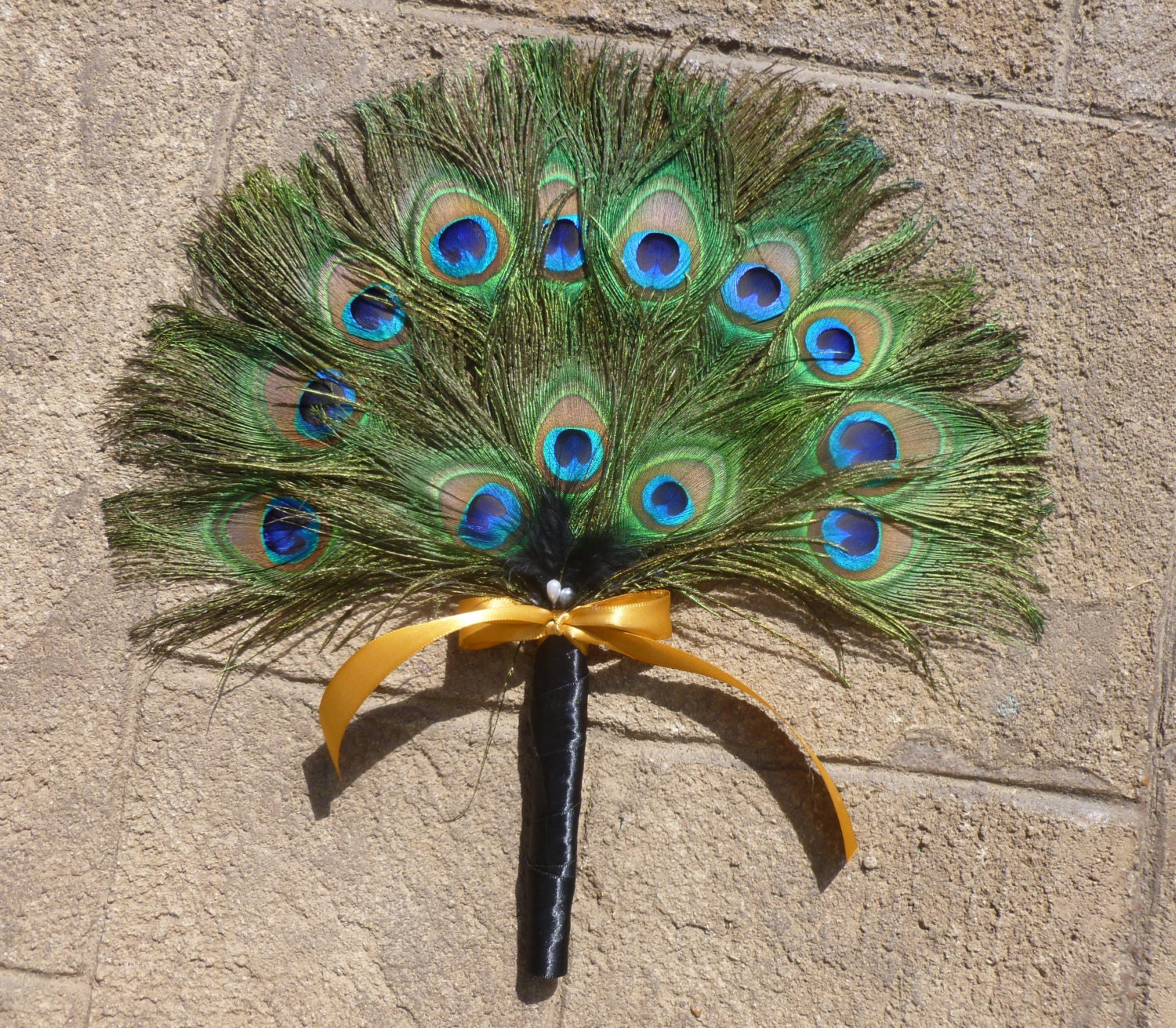 Peacock Fan Bouquet for Bridesmaids Toss Bouquet Fan Bouquet Small Bridal Bouquet Etsy