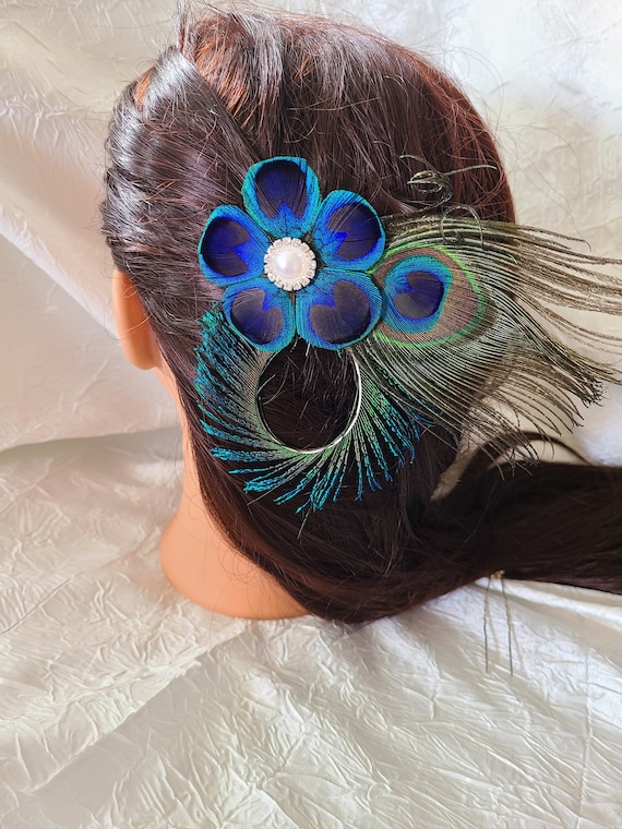 Peacock Feather Hair Clip elizabeth Bridal Hair Piece Etsy