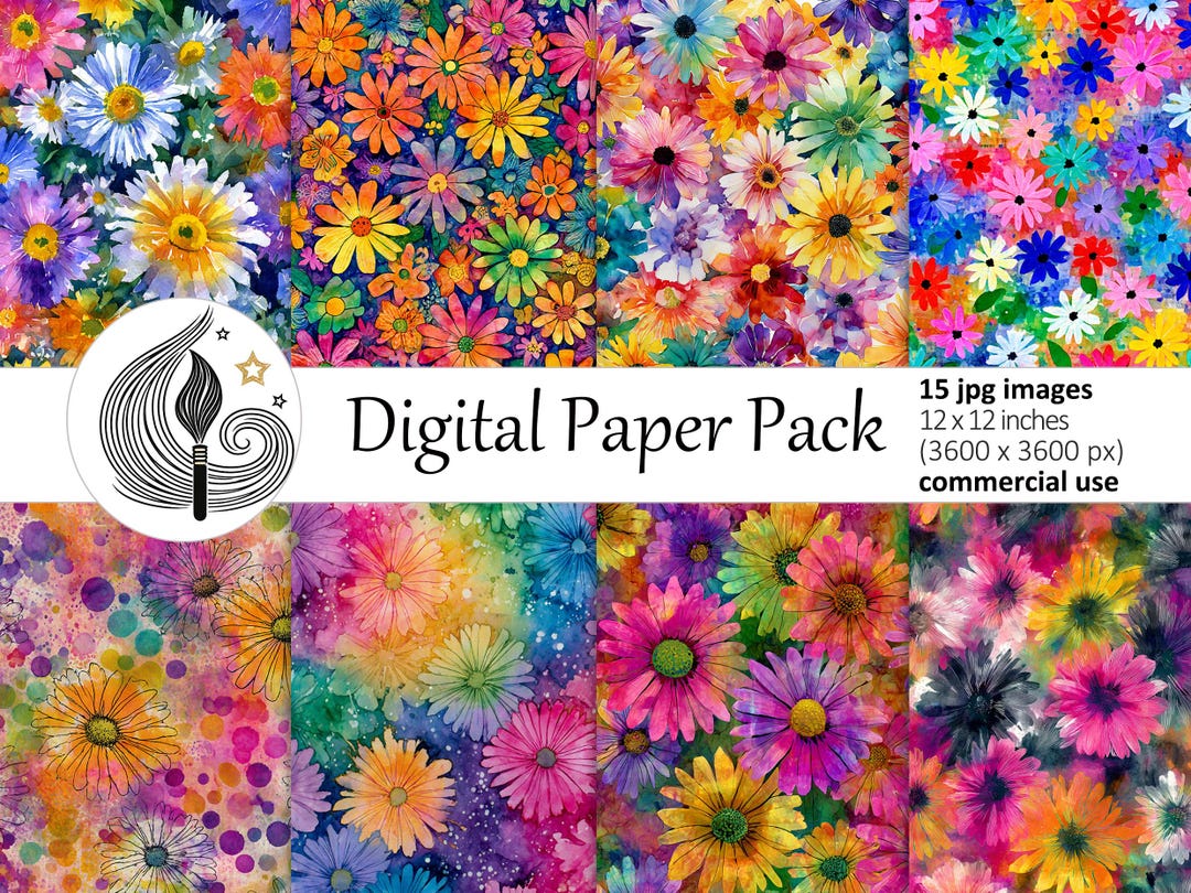 Hippie Digital Paper Pack: Pastel Flower Power Backgrounds in ...