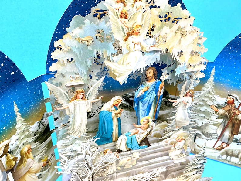 Personalised Nativity Pop up Christmas Card – 3D Religious Nativity ...