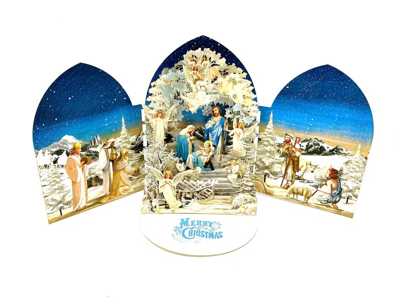 Personalised Nativity Pop up Christmas Card – 3D Religious Nativity ...