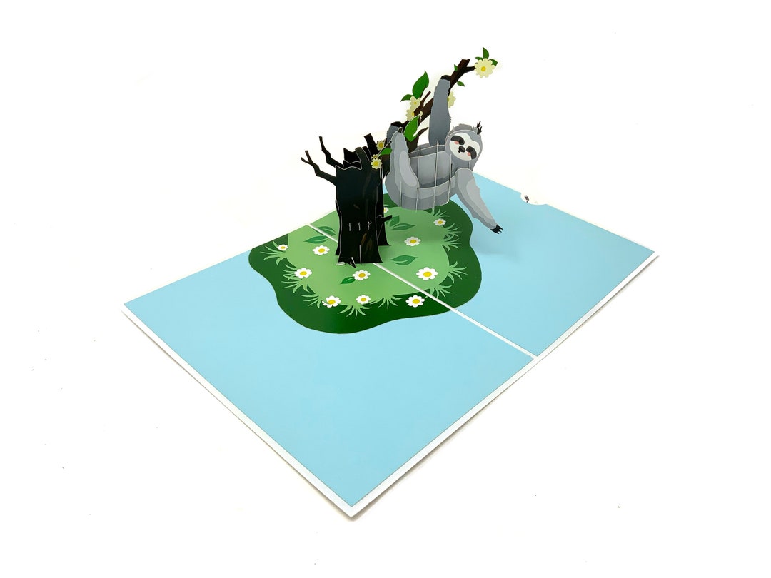 Personalised Sloth 3D Pop up Greeting Card, 3D Sloth Card for Him and ...