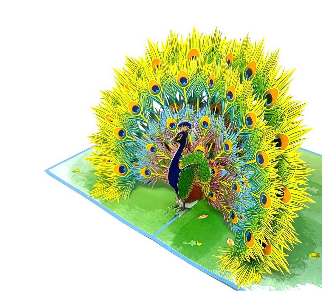 Personalised Pop-up Peacock Card | 3D Elegant Bird Greeting | Handmade ...