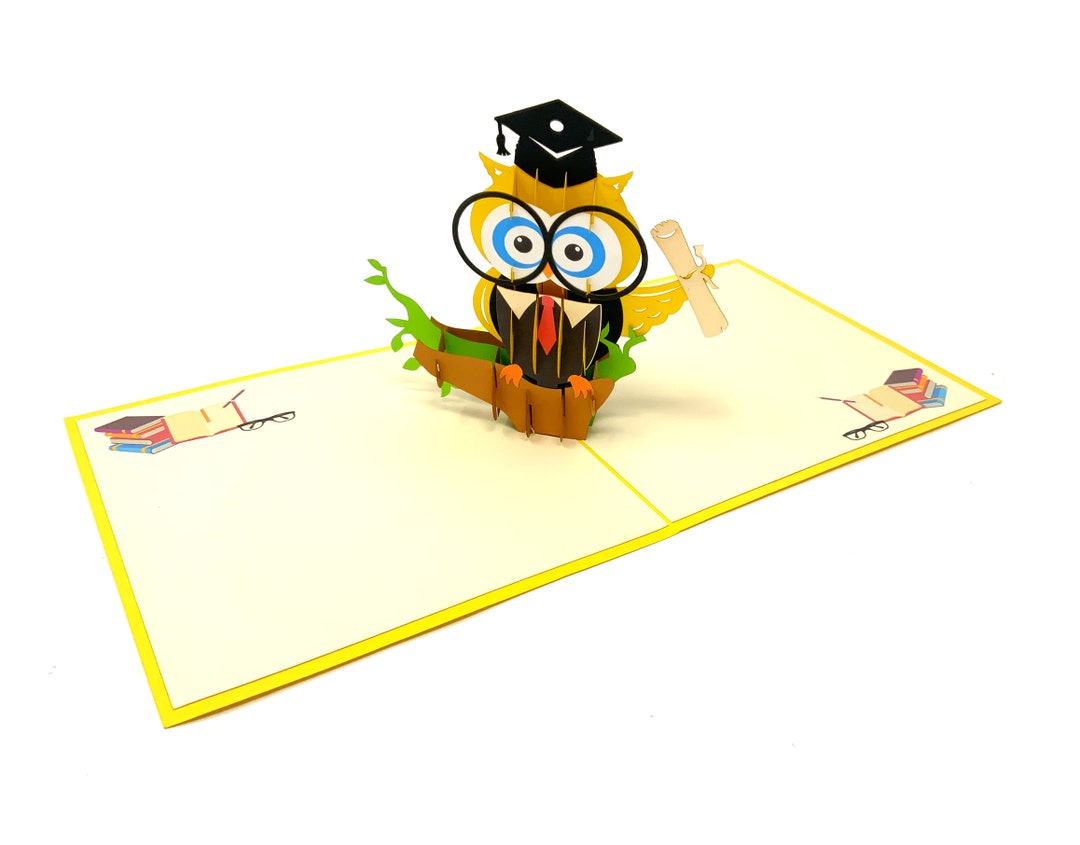 Personalised Pop-up Graduation Owl Card | 3D Graduation Greeting ...