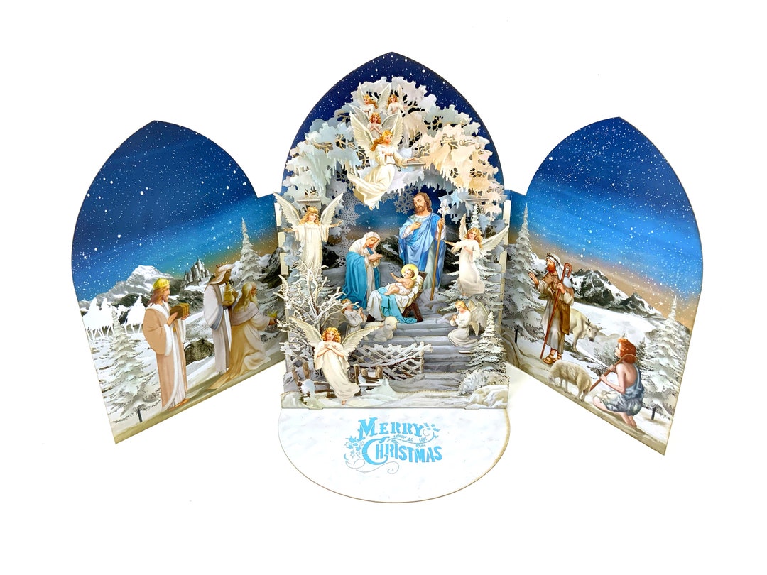 Pop-up Nativity Card | 3D Christmas Greeting Card | Handmade Religious ...