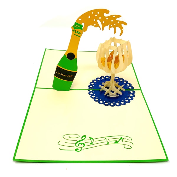 Pop up Champagne Birthday Card - Etsy
