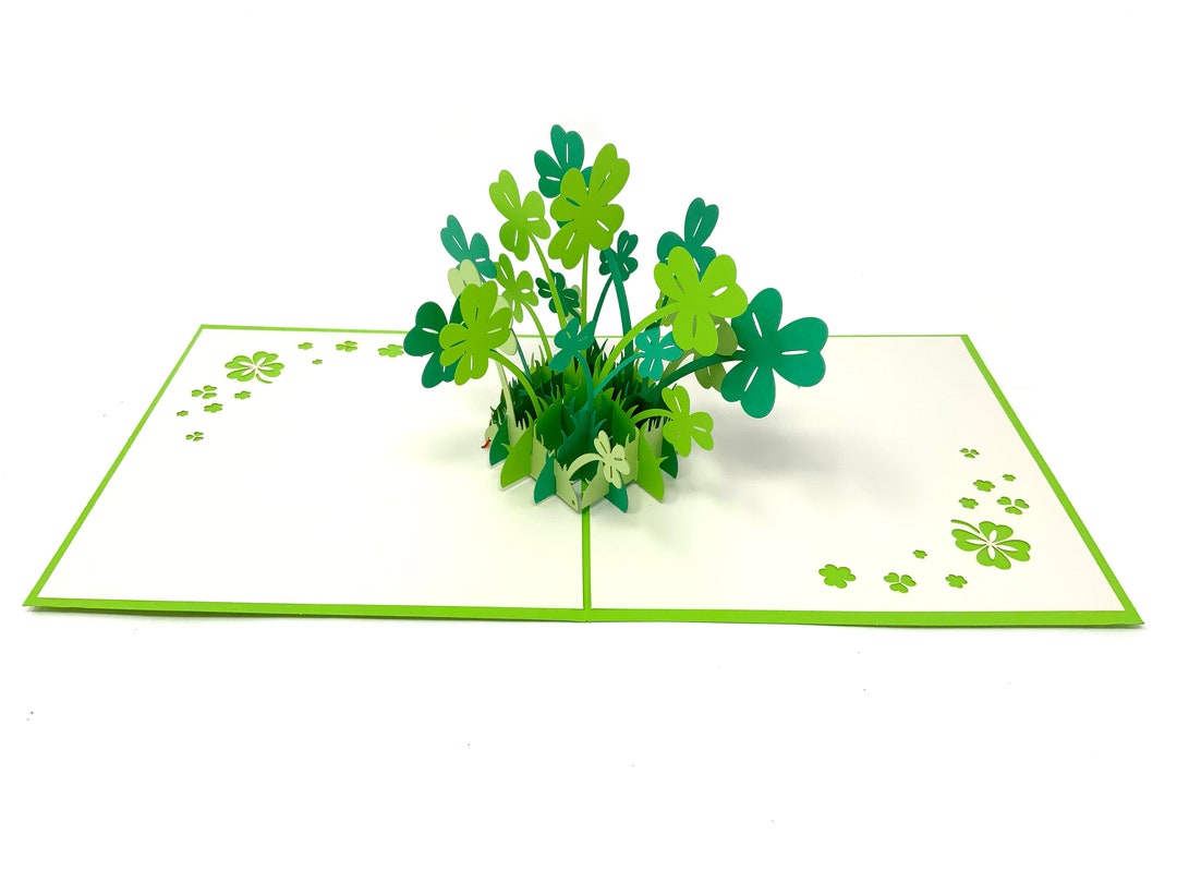Personalised Clover 3D Pop up Greeting Card, 3D Clover Card for Him and ...
