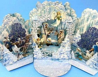 3D Pop-up Nativity Scene Card – Bethlehem Stable, Holy Family - Etsy