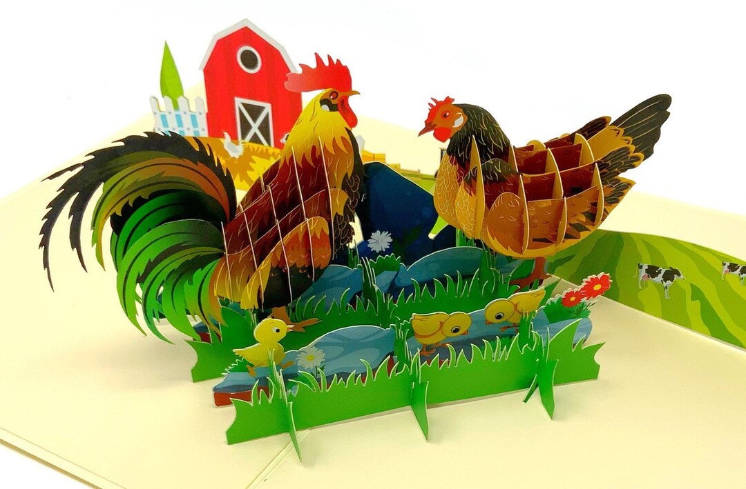 Personalised Pop-up Chicken Card 3D Farm Animal Greeting Card Handmade ...