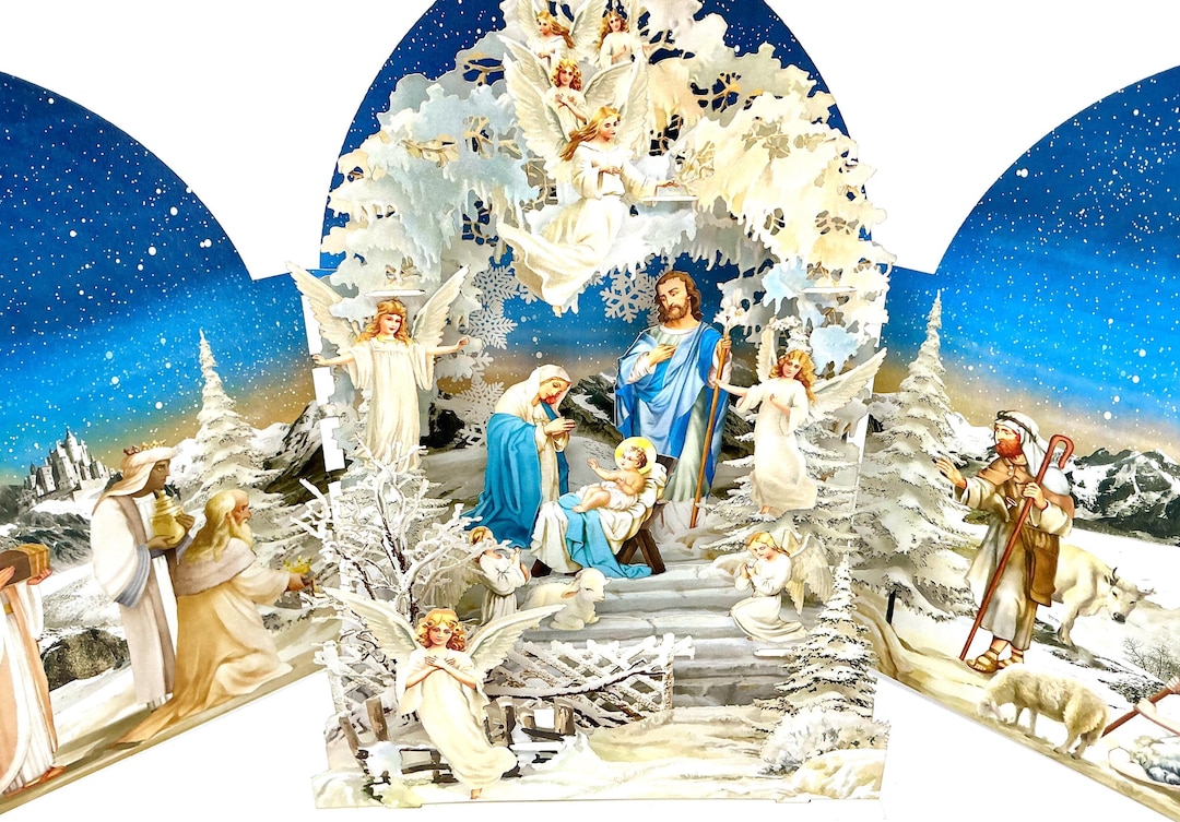 Personalised Nativity Pop up Christmas Card – 3D Religious Nativity ...