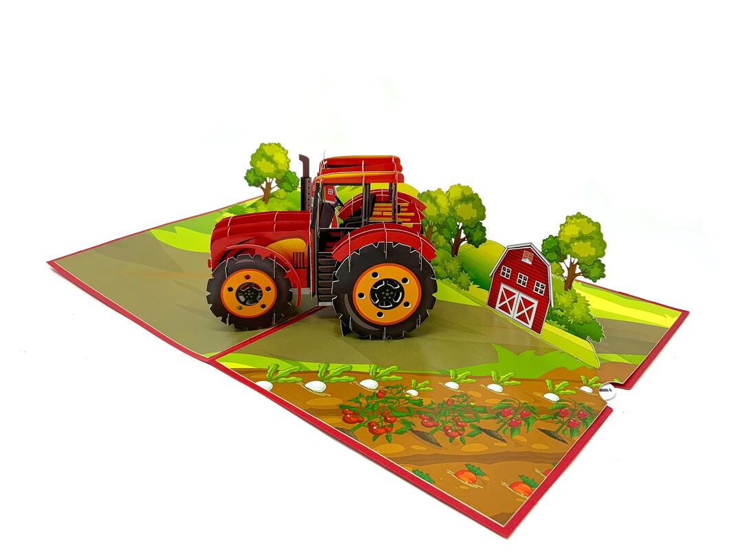 Personalised Pop-up Tractor Card 3D Farm Vehicle Greeting Card Handmade ...