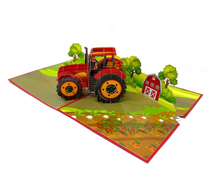 Personalised Pop-up Tractor Card | 3D Farm Vehicle Greeting Card ...