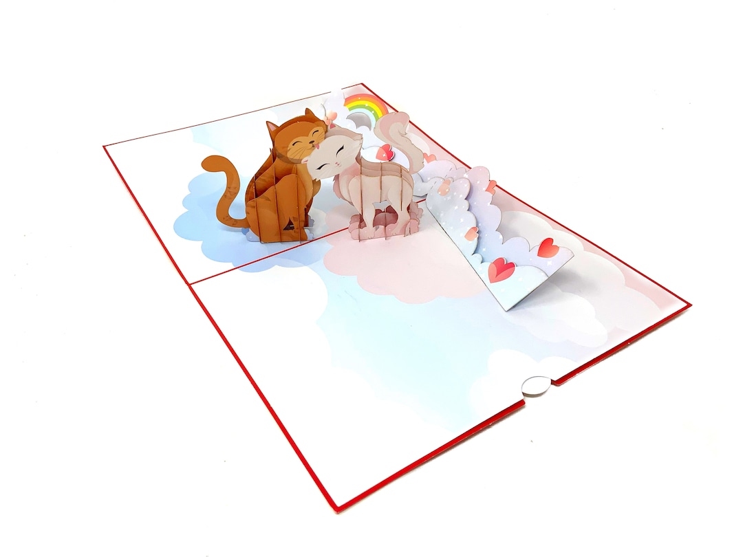 Personalised Pop-up Cats in Love Card | 3D Romantic Feline Greeting ...