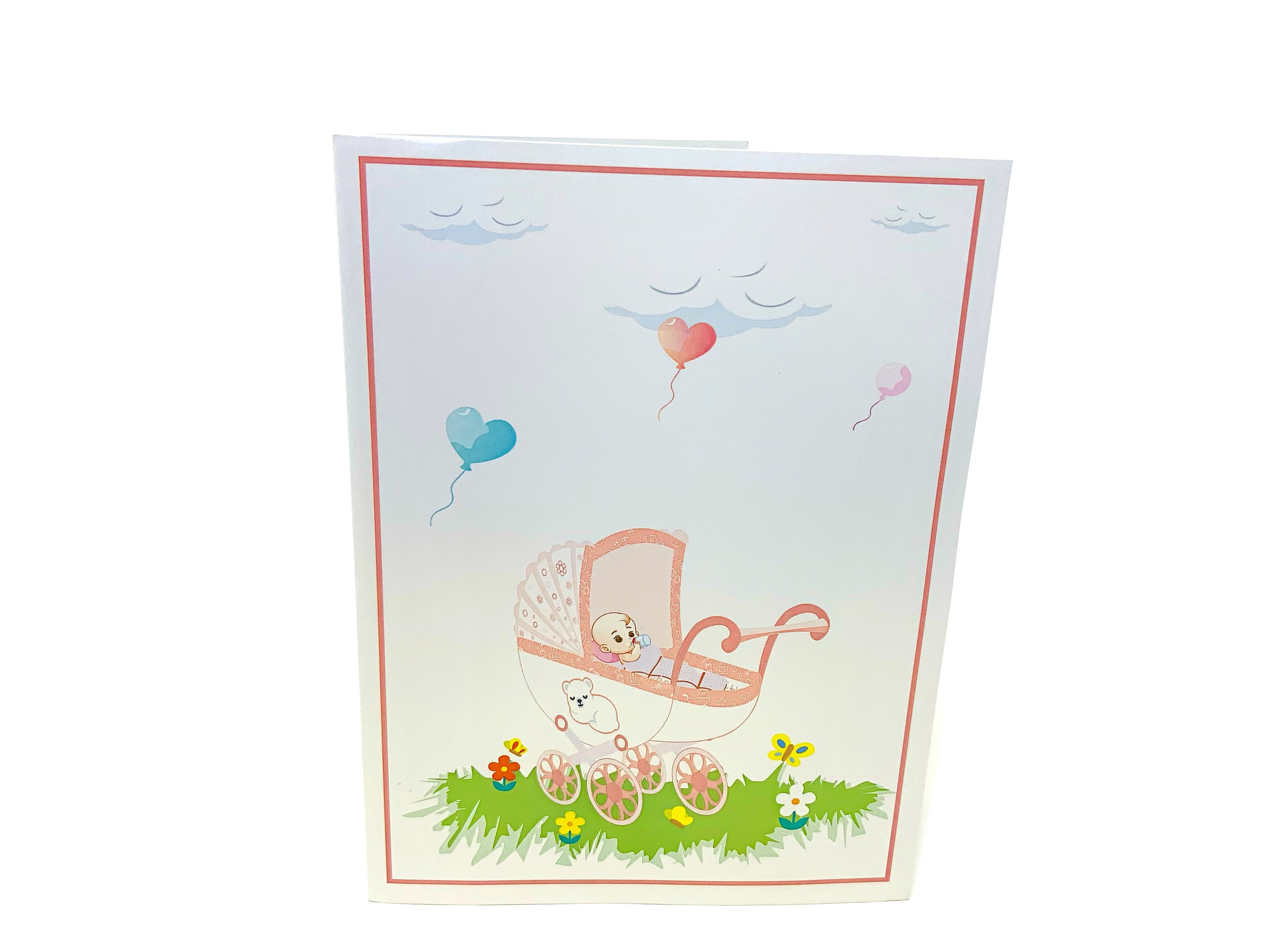 Personalised Pop-up Baby Girl Pram Card | 3D Adorable Pram Greeting ...