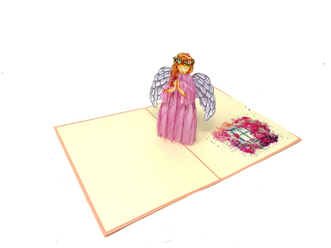 Personalised Pop-up Angel Sympathy Card | 3D Elegant Angel Greeting ...