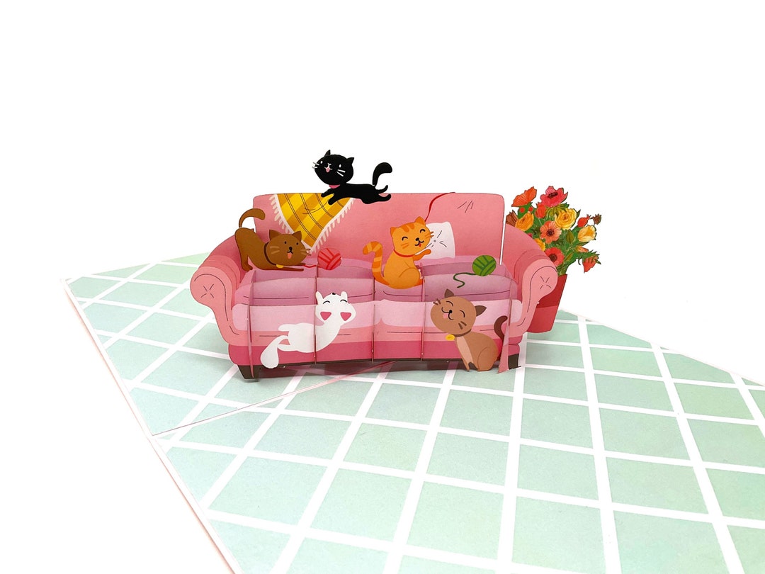 Personalised Cats 3D Pop up Greeting Card, 3D Cat Card for Him and Her ...