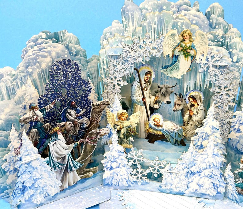 Personalised Nativity Pop up Christmas Card – 3D Religious Nativity ...