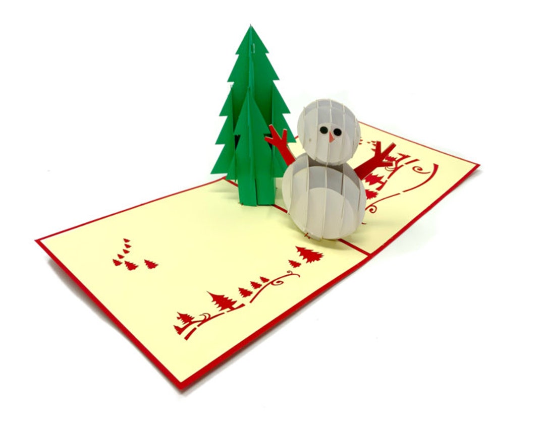 Snowman Pop up Christmas Card, Handmade 3D Paper Art Greeting Card for ...
