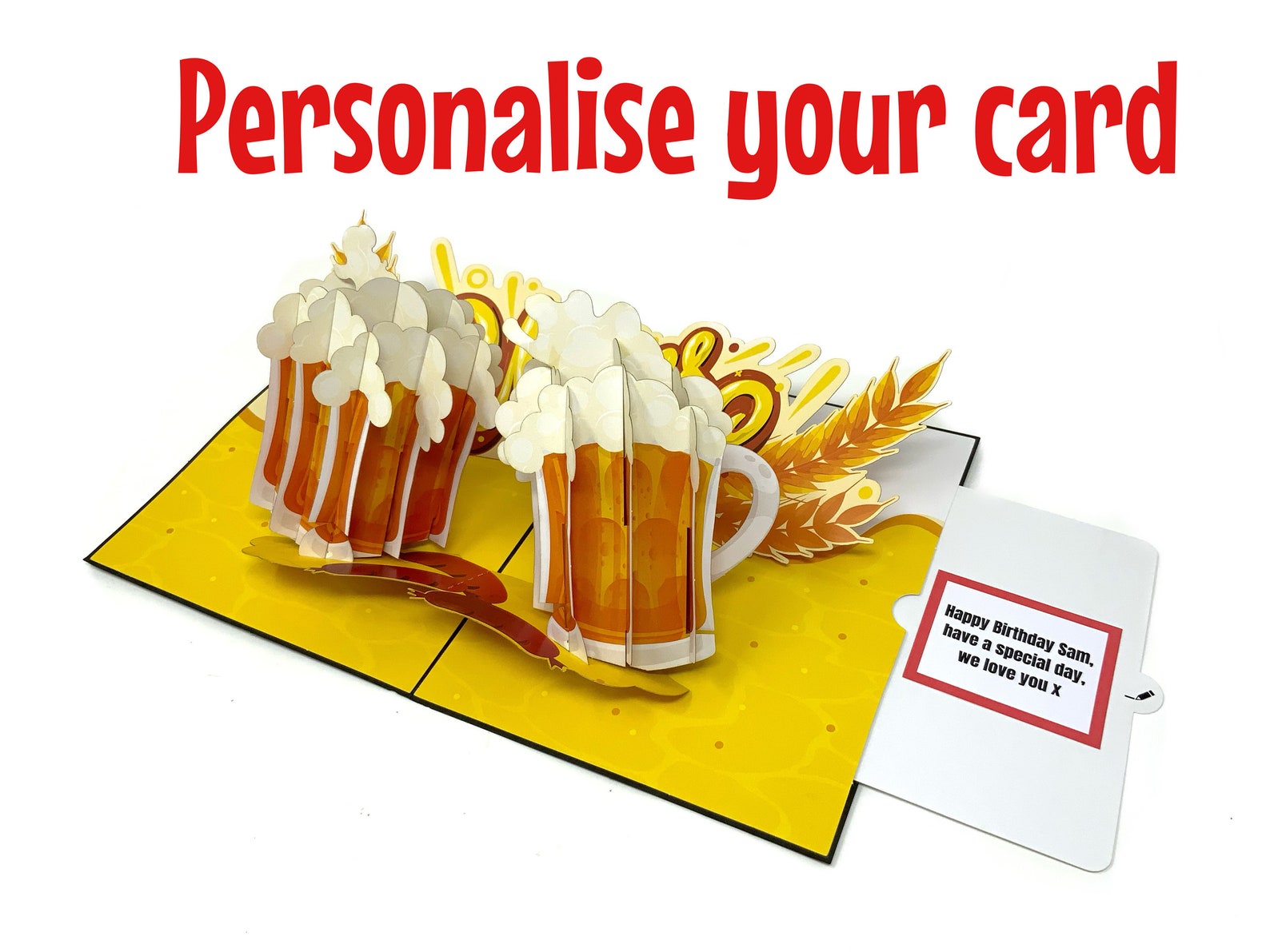 Personalised Pop-up Beer Card | 3D Cheers Greeting | Handmade Beer ...