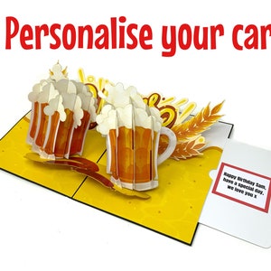 Personalised Pop-up Beer Card | 3D Cheers Greeting | Handmade Beer ...