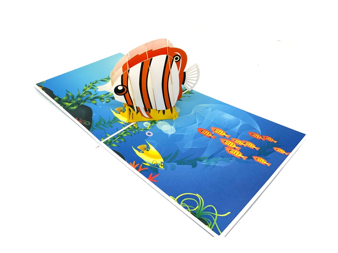 Personalised Fish Pop up Greeting Card, 3D Fish Card, Laser Cut Card ...