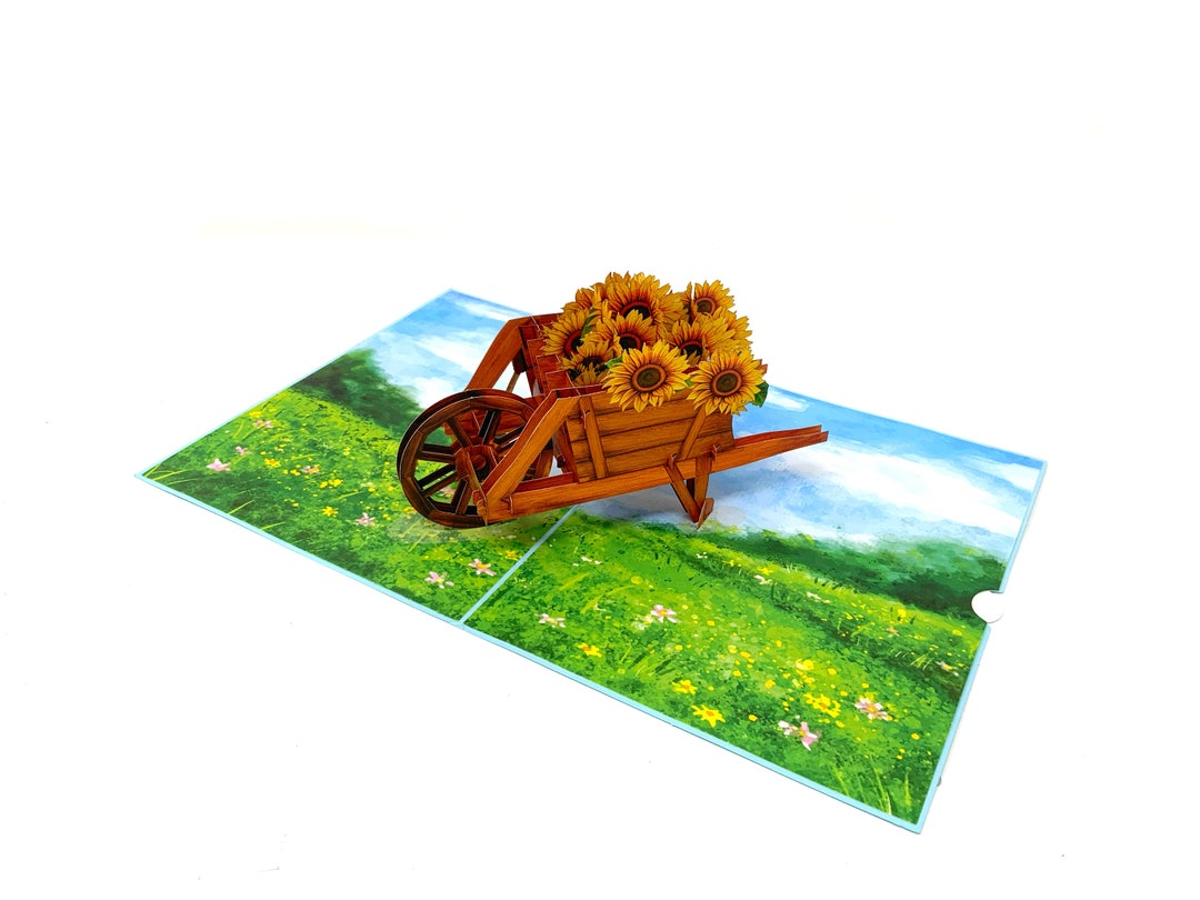 Personalised Pop-up Sunflowers in Barrow Card | 3D Charming Flower ...
