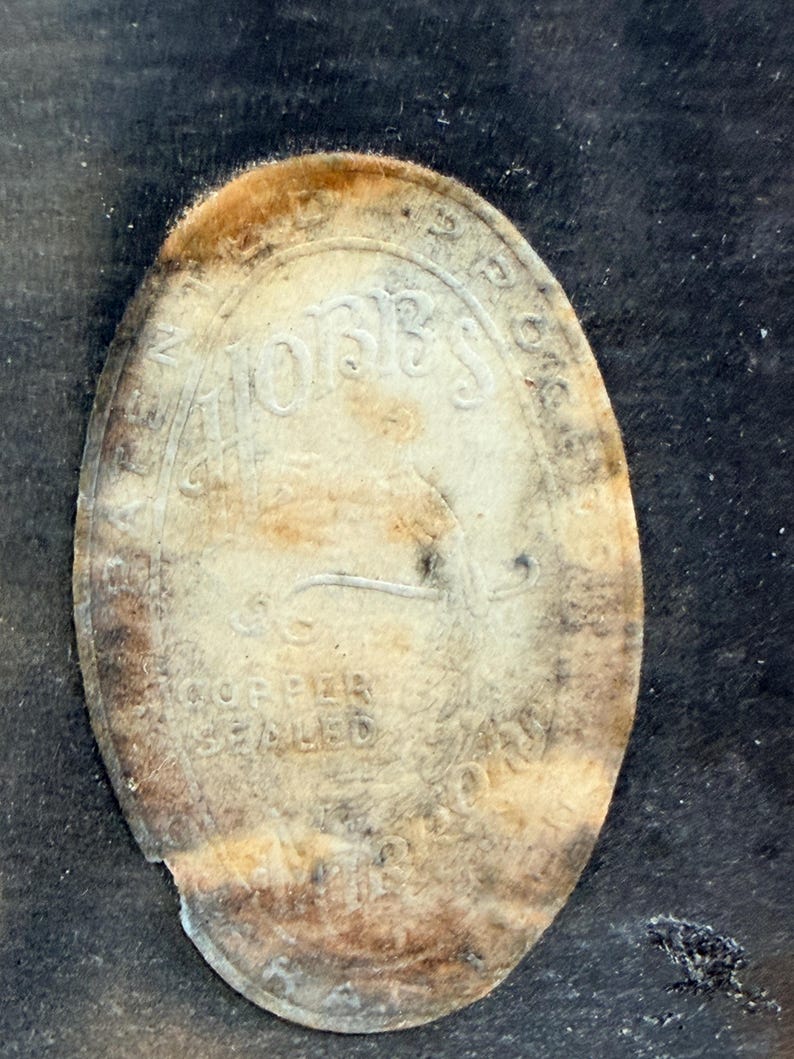 Antique 1940s Hobbs Copper Sealed Etched Glass Mirror 24x24 Dark ...