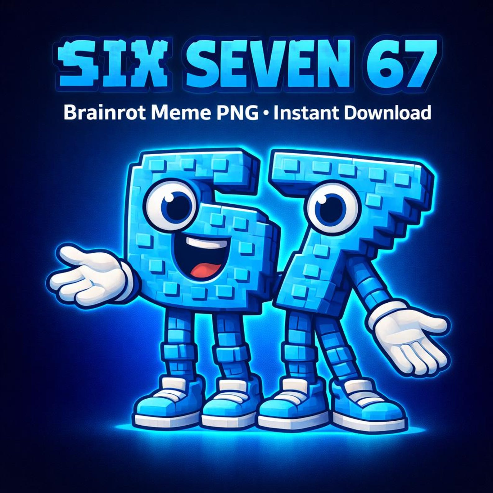 Cute Six Seven 67 Cartoon Brainrot PNG, Gen Alpha Meme Number, Kids ...