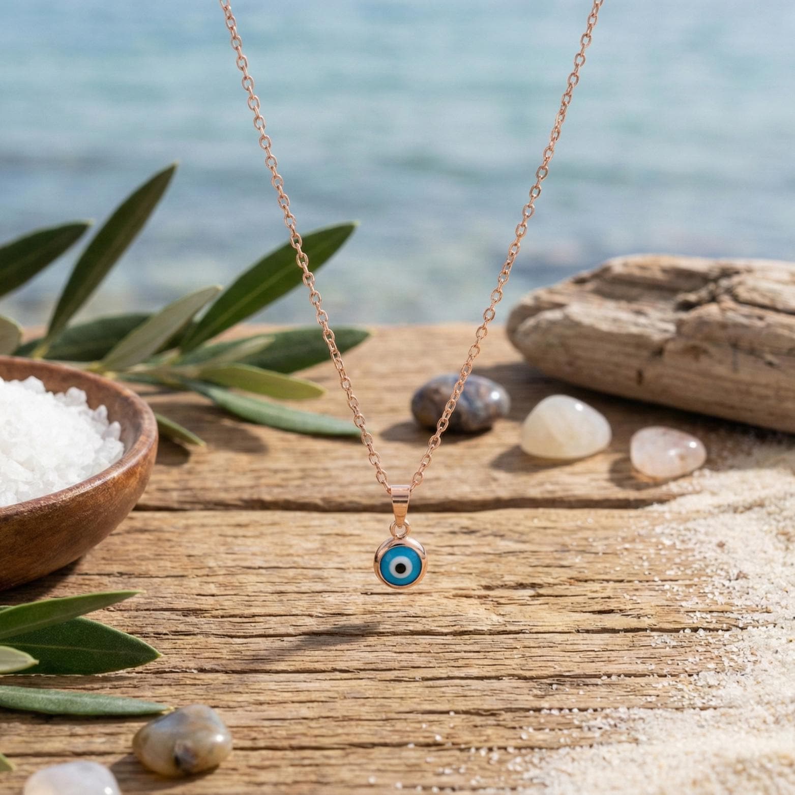 Evil Eye Necklace, Turkish Nazar Blue Eye Pendant Necklace, Minimal ...