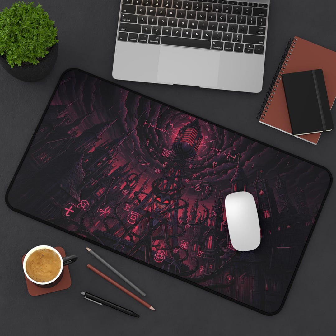 Alastor Voodoo Runes Desk Mat, Hazbin Hotel Overlord Mousepad, Dark Red ...