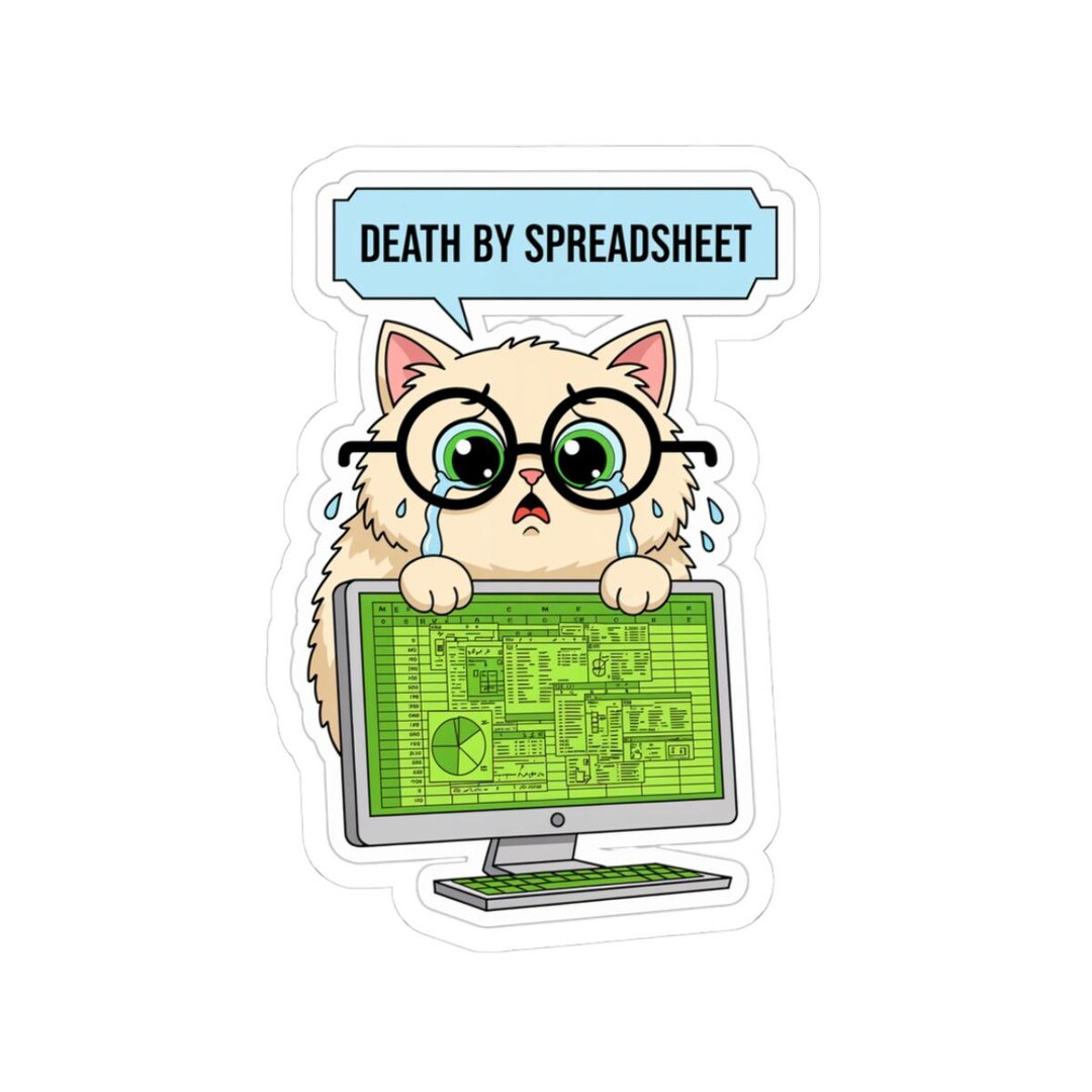 Death by Spreadsheet Sticker | Funny Accountant Gift | Excel Humor ...
