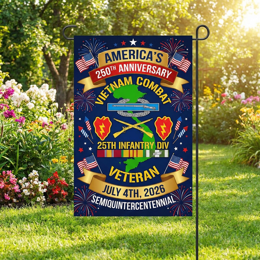 25th Infantry Division Vietnam Combat Garden Flag, CIB & Map Decor ...