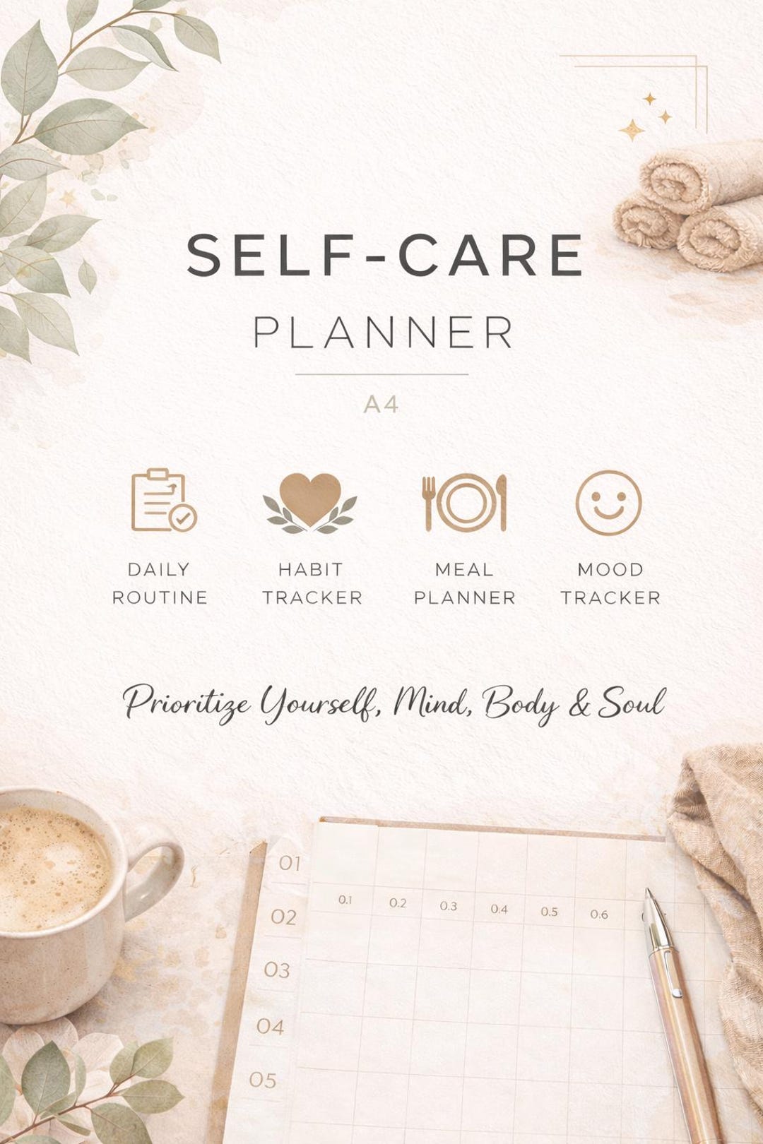 Self-care Planner A4 | Daily Routine, Habit & Mood Tracker (printable ...