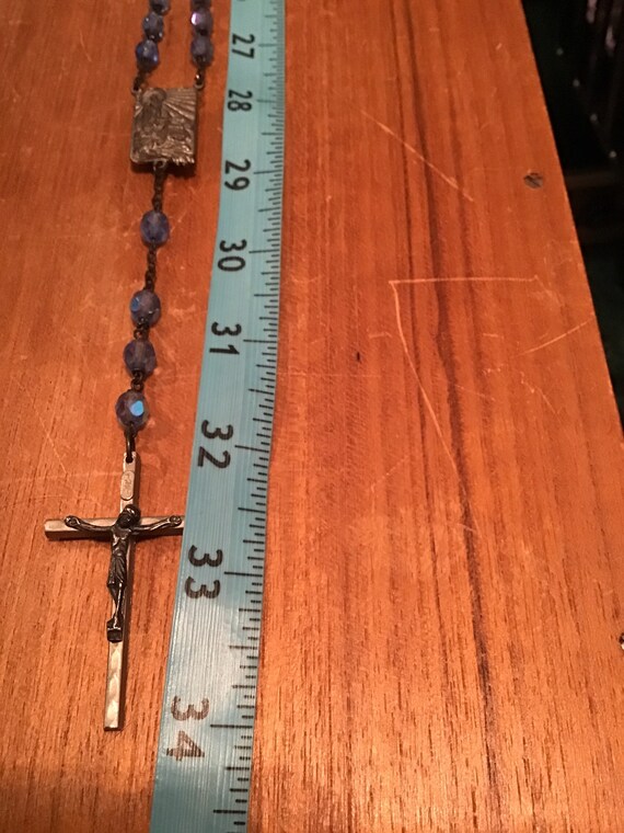 Vintage Italian blue crystal rosary beads, vintage A… - Gem