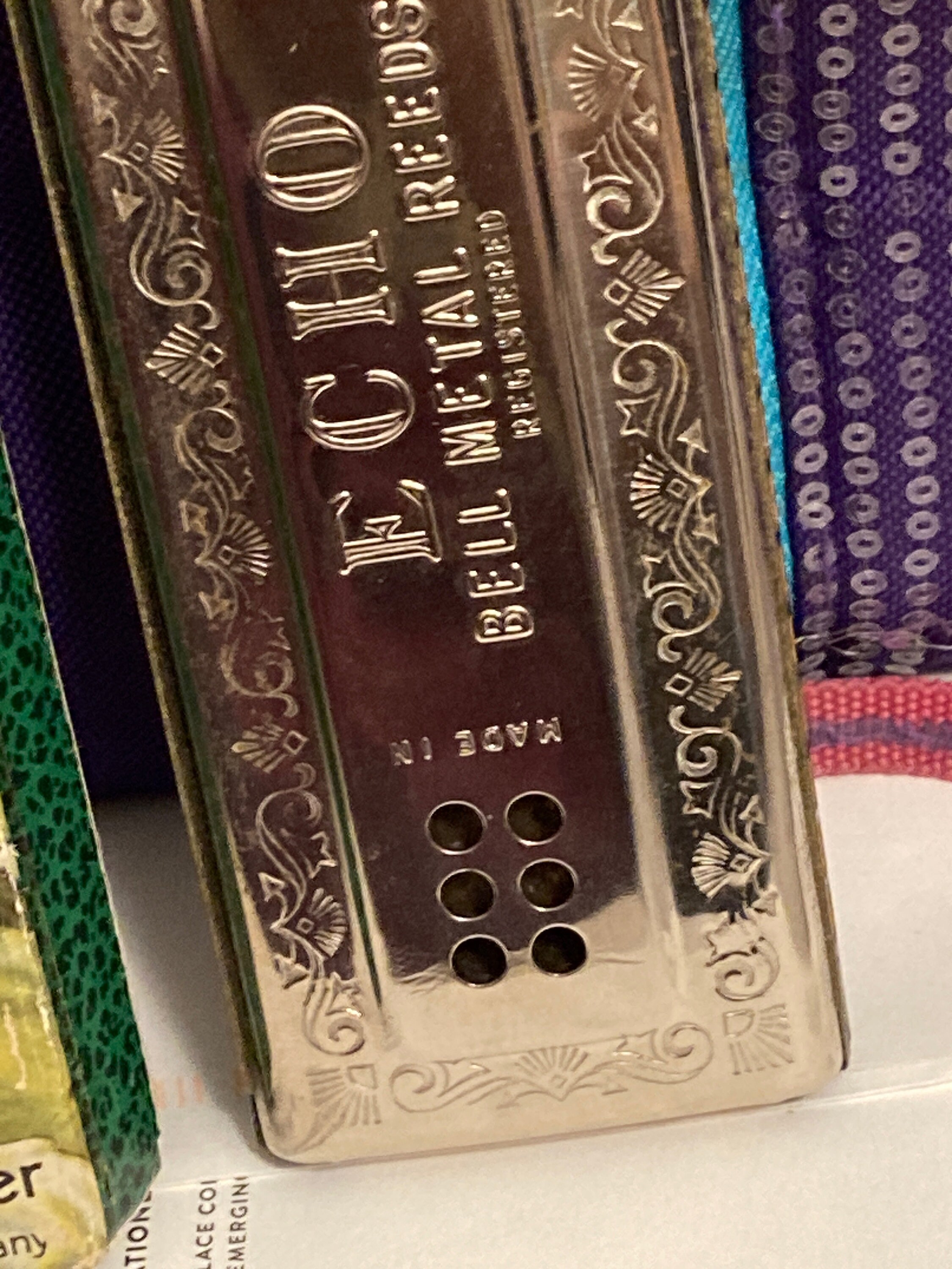 Vintage H Hohner the Echo Harp German Harmonica 80 Note Holes, Bell ...