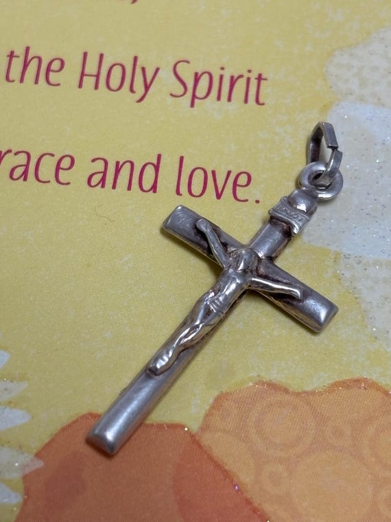 vintage Sterling tubular Jesus Cross pendant, Vintage… - Gem