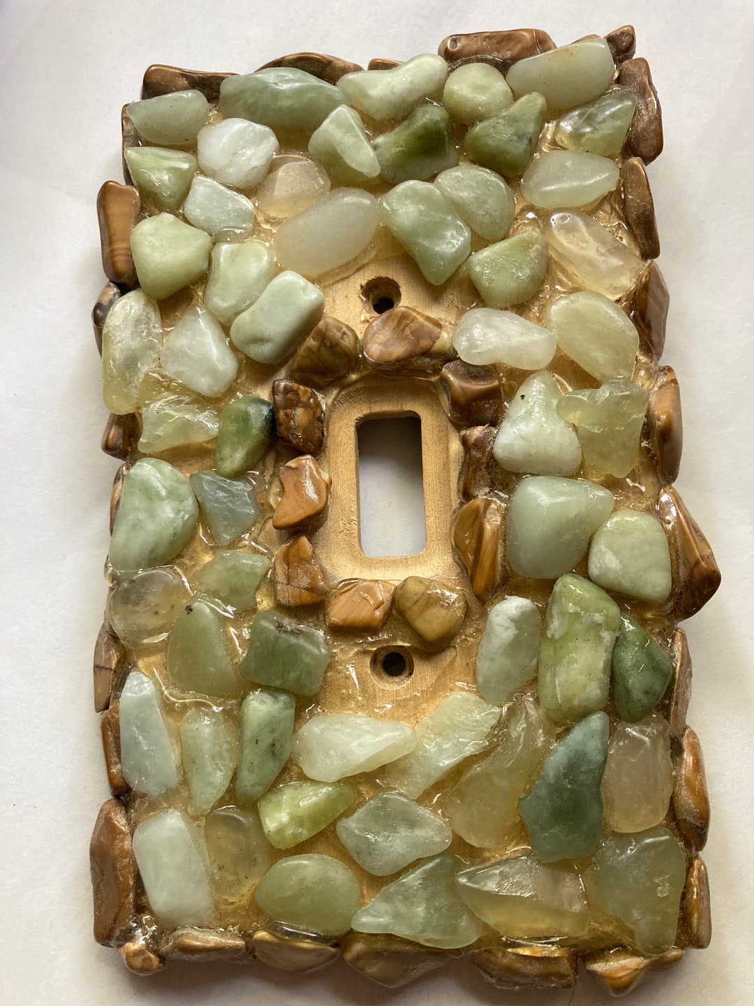 Hand Made Stone Mosaic Light Switch Wall Plate, Natural Rock Mosaic ...