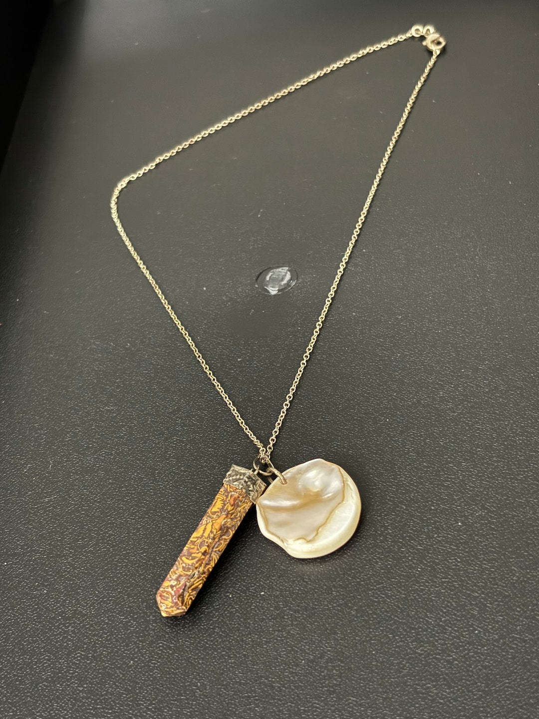 Vintage Modernist Simple Amulets, Abalone Charm Pendant, Tigers Eye ...