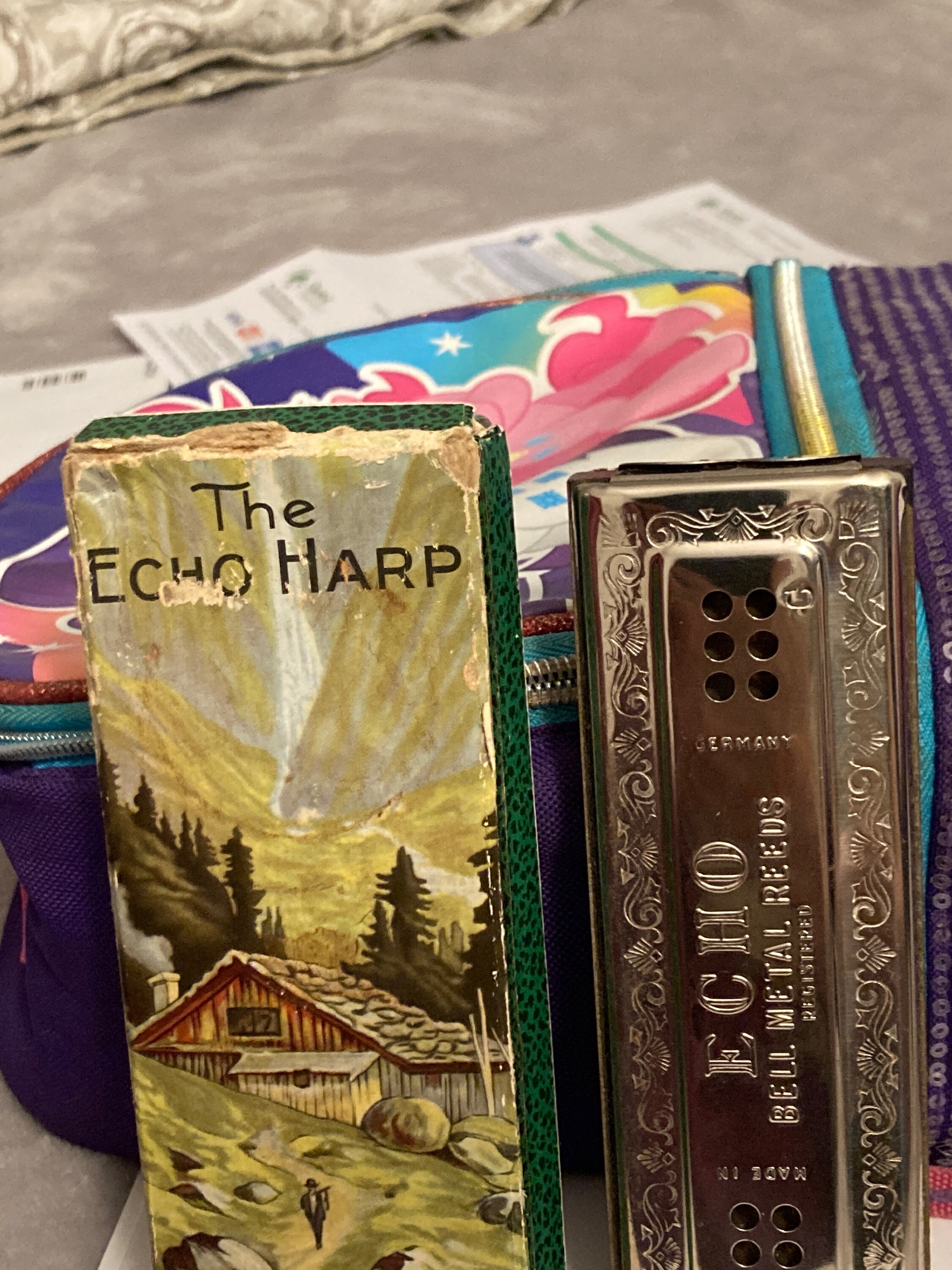 Vintage H Hohner the Echo Harp German Harmonica 80 Note Holes, Bell ...