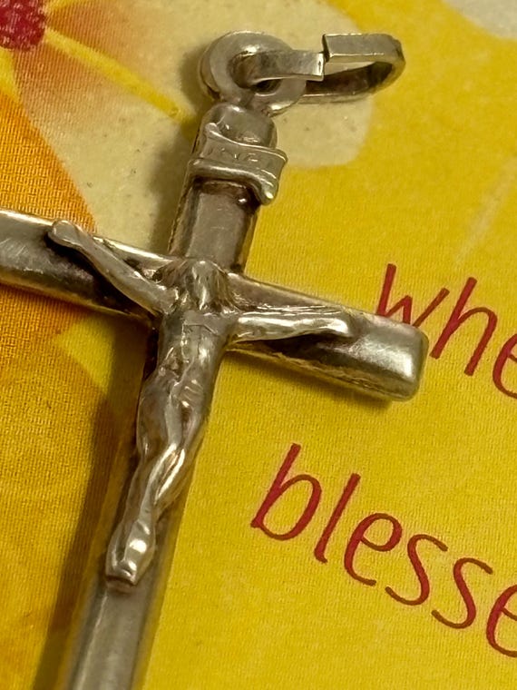 vintage Sterling tubular Jesus Cross pendant, Vintage… - Gem