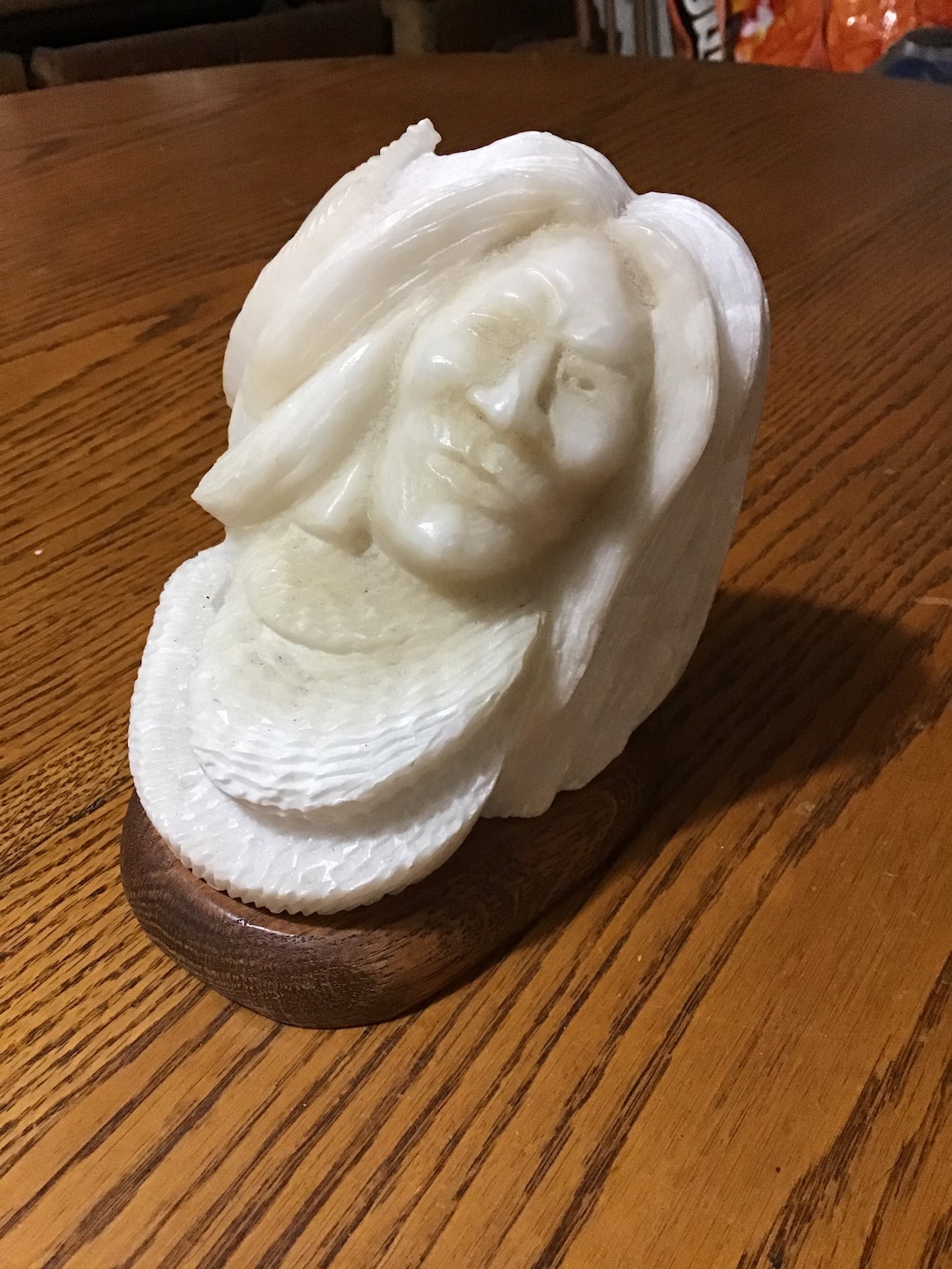 Vintage Navajo Carved Alabaster Indian Chief Head, Signed Tachineh ...