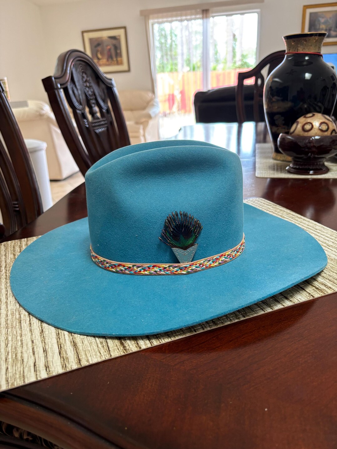 Vintage Baileys Double Fur Light Turqouise Blue Cowboy Peacock Hat ...