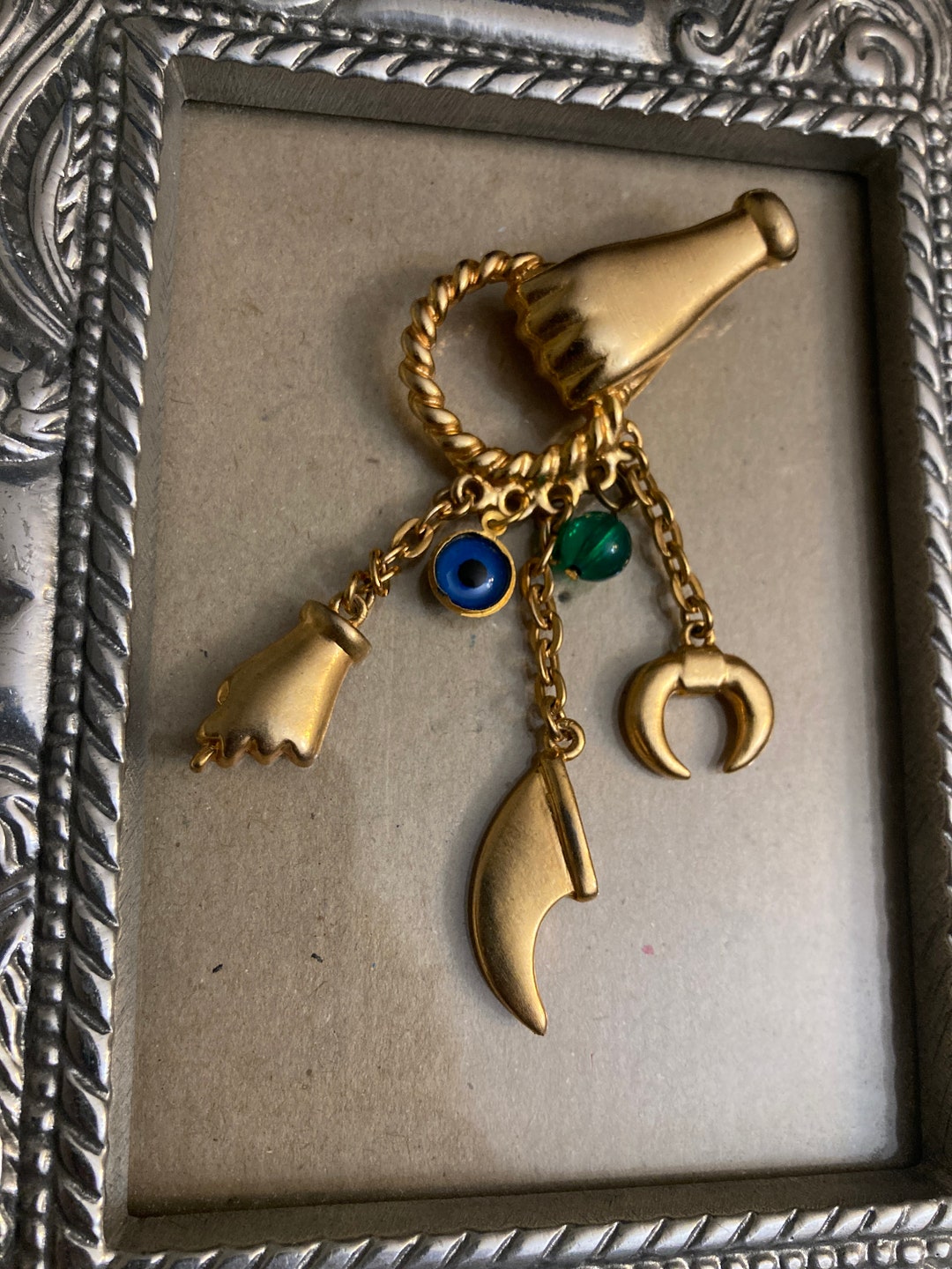 Vintage Hand Talisman Chatelaine Brooch, 1970 Chatelaine Good Luck ...